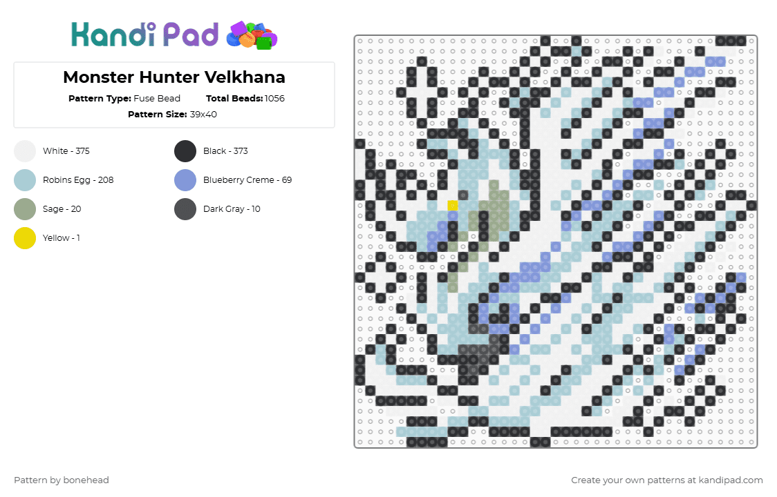 Monster Hunter Velkhana Icon Fuse Bead Pattern - Kandi Pad | Kandi ...