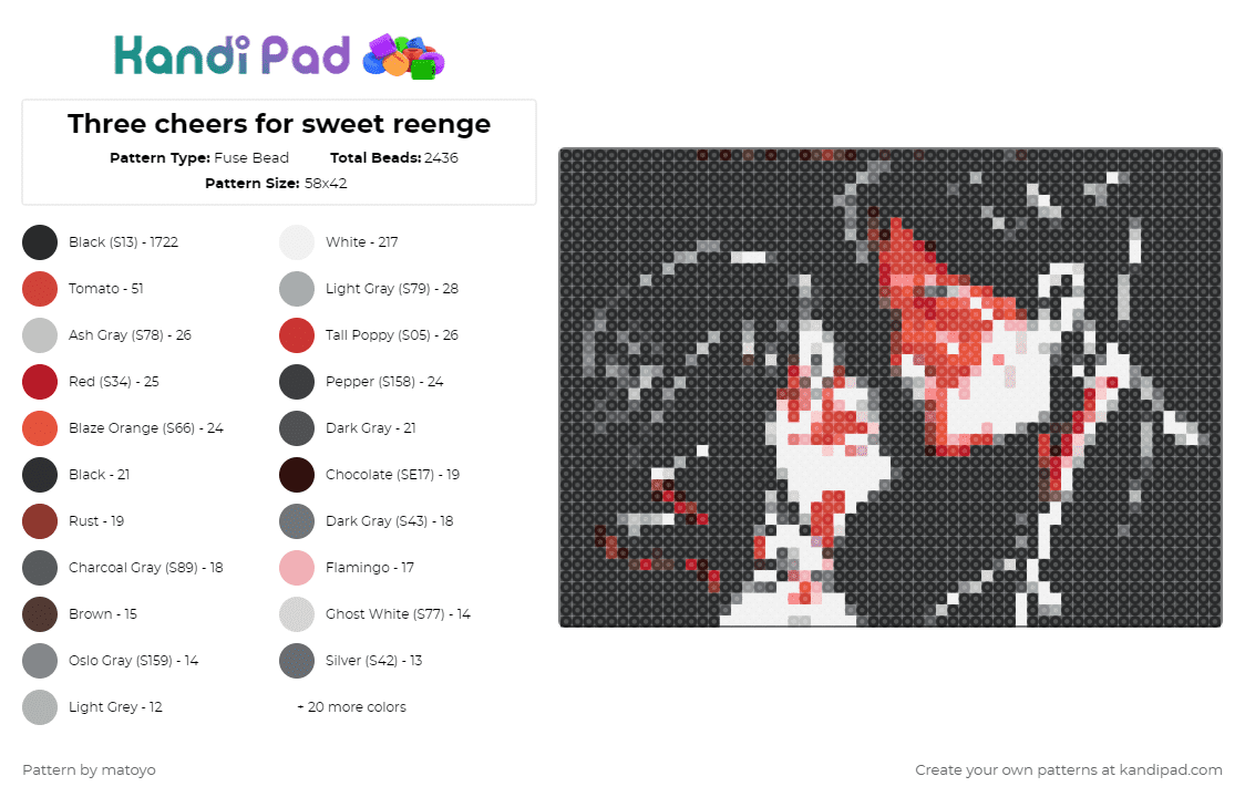 Three cheers for sweet reenge Fuse Bead Pattern - Kandi Pad | Kandi ...