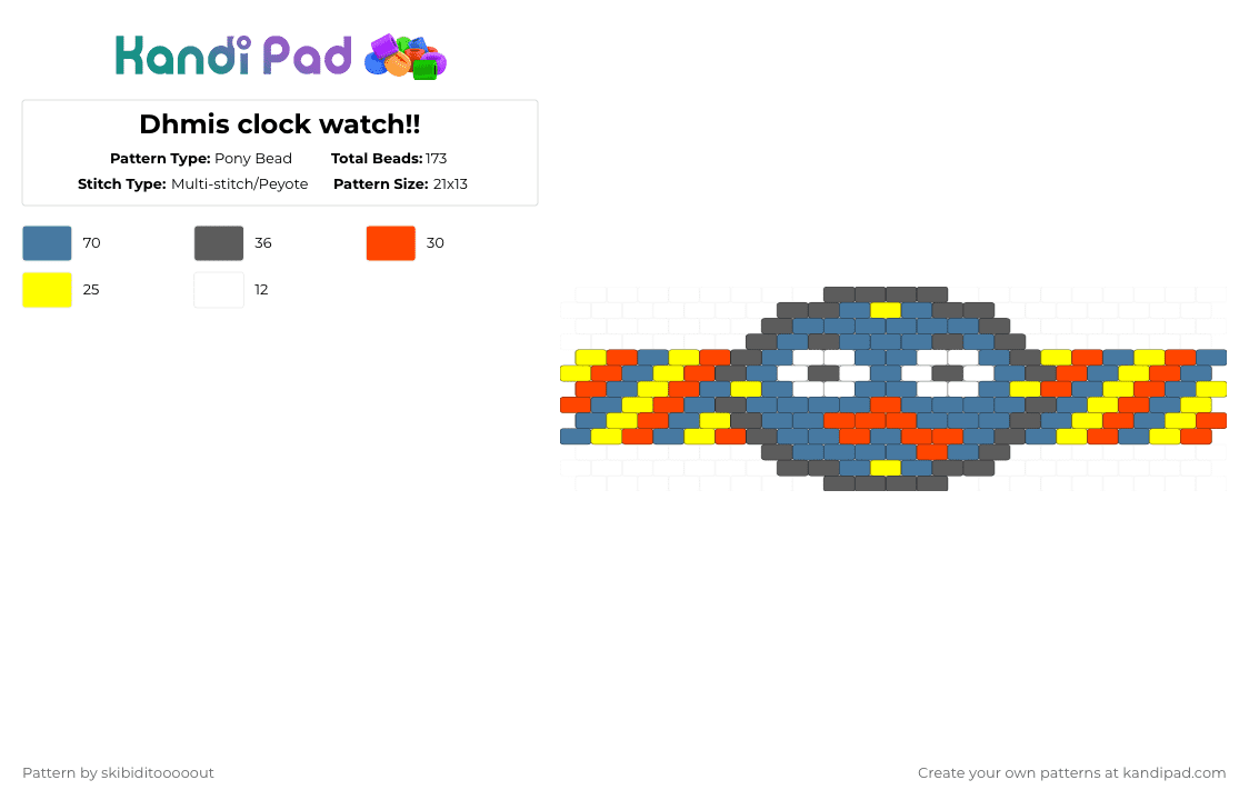 Dhmis clock watch!! Pony Bead Pattern - Kandi Pad | Kandi Patterns ...