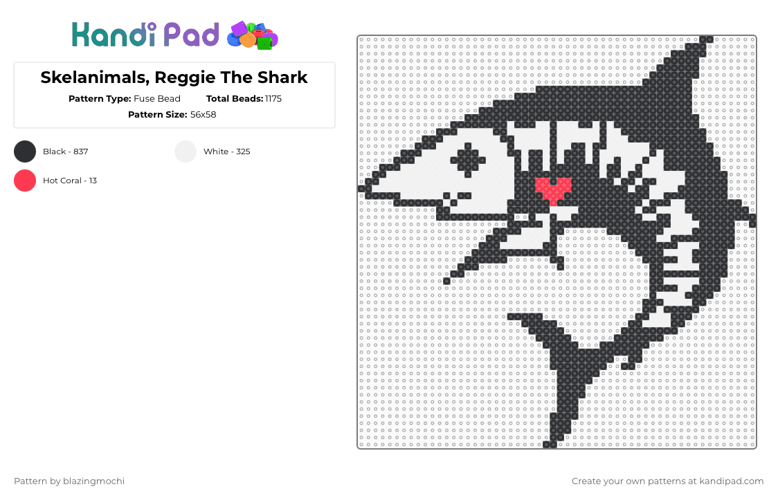 Skelanimals, Reggie The Shark Fuse Bead Pattern - Kandi Pad | Kandi ...