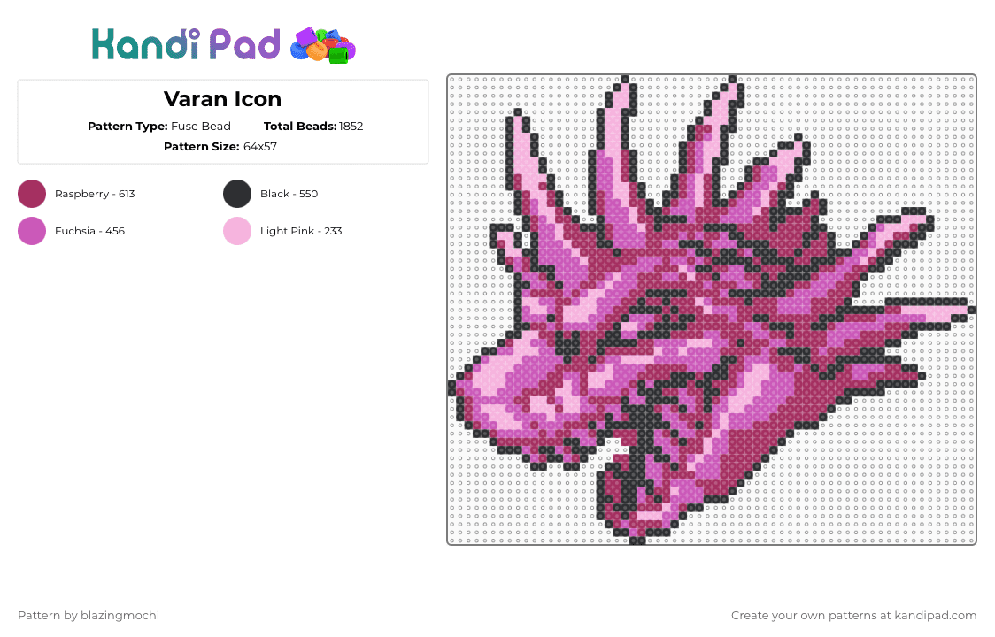 Varan Icon Fuse Bead Pattern - Kandi Pad | Kandi Patterns, Fuse Bead ...