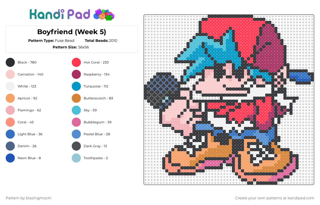 Boyfriend (Week 5) Fuse Bead Pattern - Kandi Pad | Kandi Patterns, Fuse ...