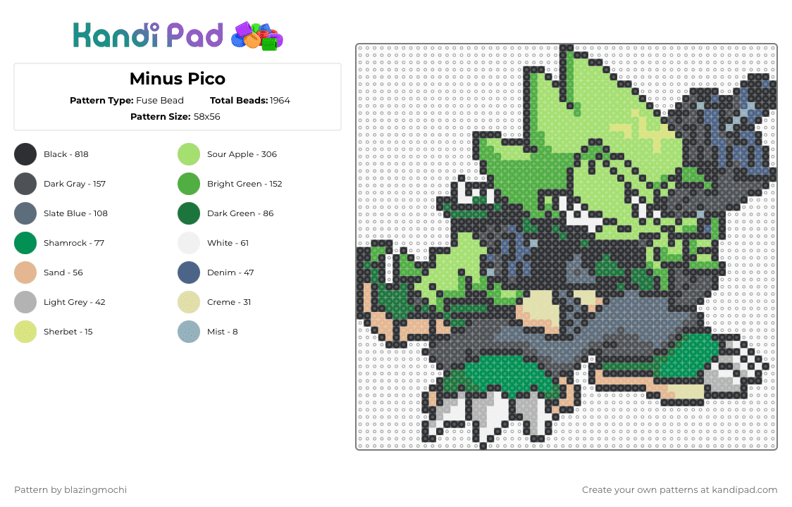Minus Pico Fuse Bead Pattern - Kandi Pad | Kandi Patterns, Fuse Bead ...