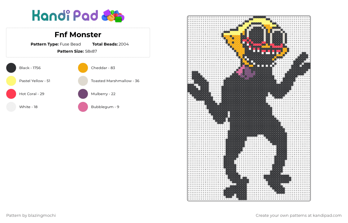 Fnf Monster Fuse Bead Pattern - Kandi Pad | Kandi Patterns, Fuse Bead ...
