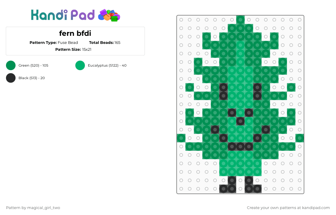 Fern bfdi Fuse Bead Pattern - Kandi Pad | Kandi Patterns, Fuse Bead ...