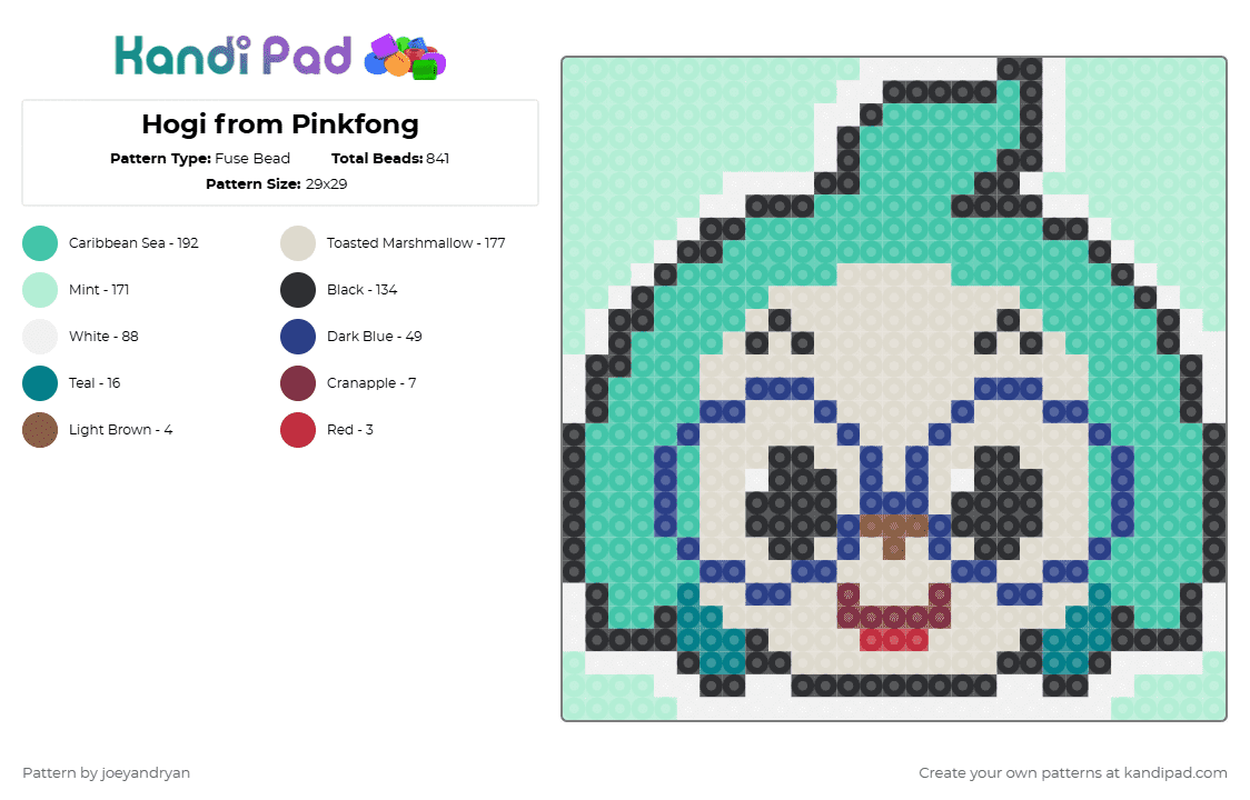 Hogi from Pinkfong Fuse Bead Pattern - Kandi Pad | Kandi Patterns, Fuse ...