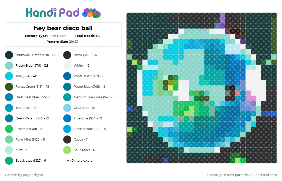 Hey bear disco ball Fuse Bead Pattern - Kandi Pad | Kandi Patterns ...