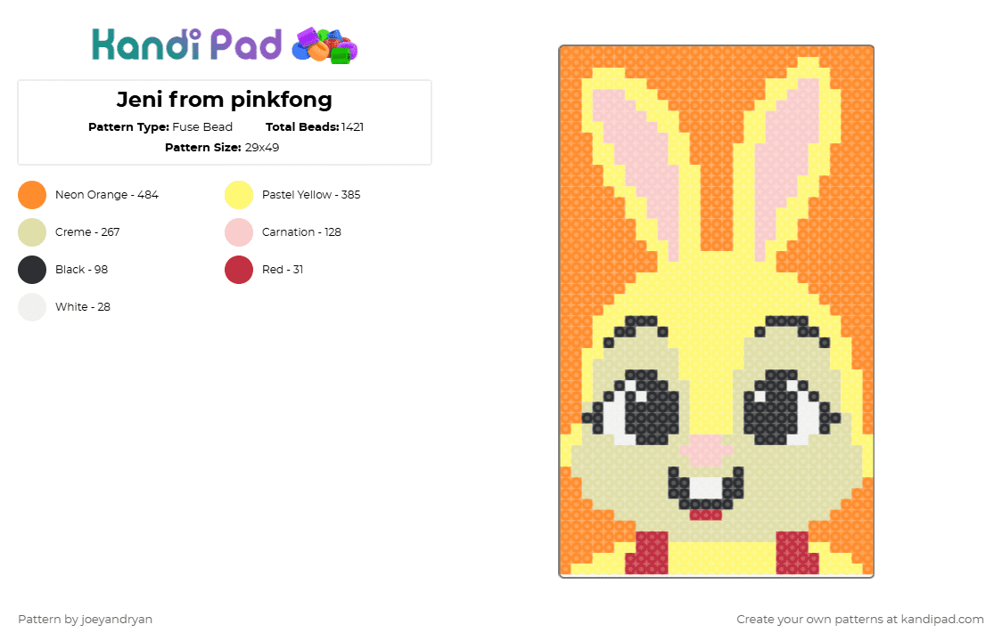 Jeni from pinkfong Fuse Bead Pattern - Kandi Pad | Kandi Patterns, Fuse ...