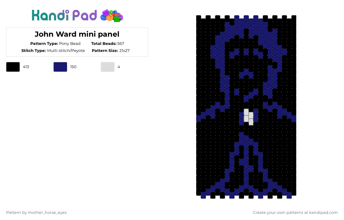 John Ward mini panel Pony Bead Pattern - Kandi Pad | Kandi Patterns ...