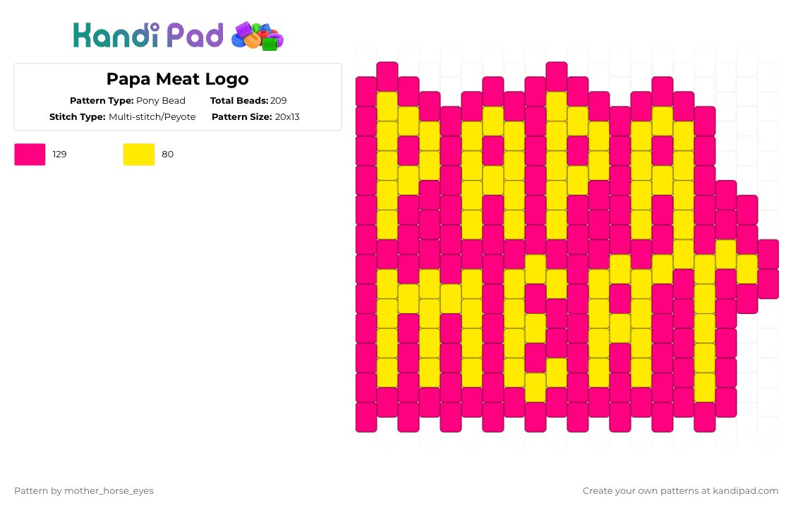 Papa Meat Logo Pony Bead Pattern - Kandi Pad | Kandi Patterns, Fuse ...