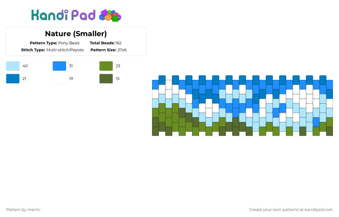 Nature (Smaller) Pony Bead Pattern - Kandi Pad | Kandi Patterns, Fuse ...