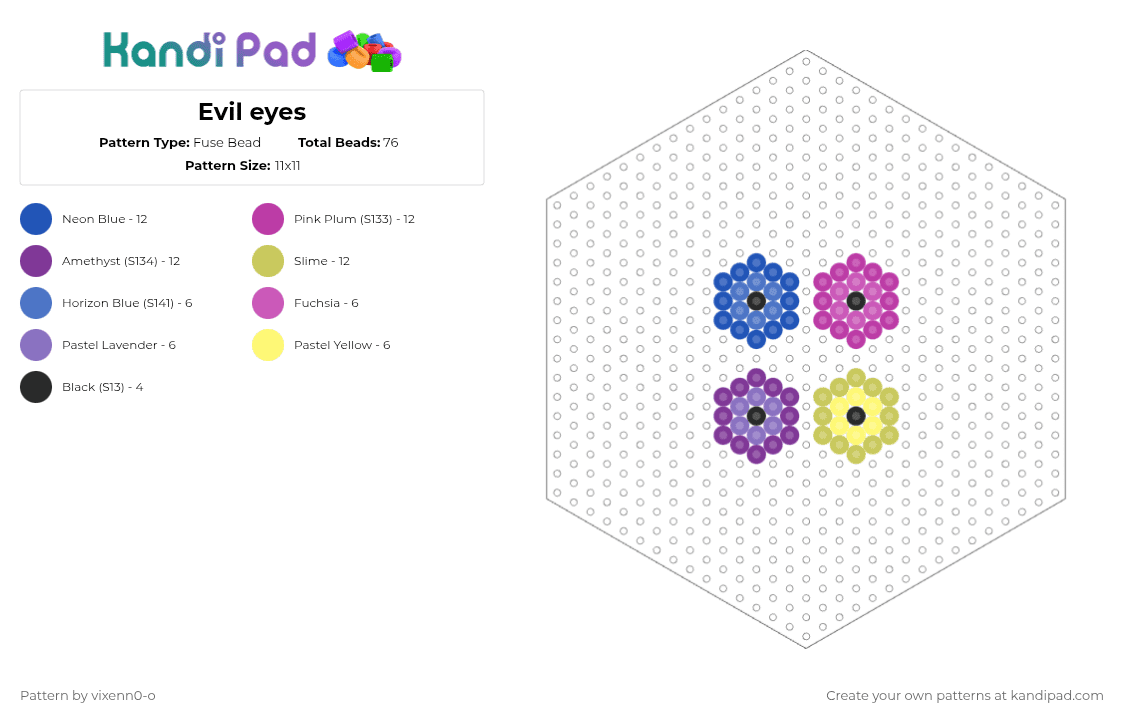 Evil eyes Fuse Bead Pattern - Kandi Pad | Kandi Patterns, Fuse Bead ...