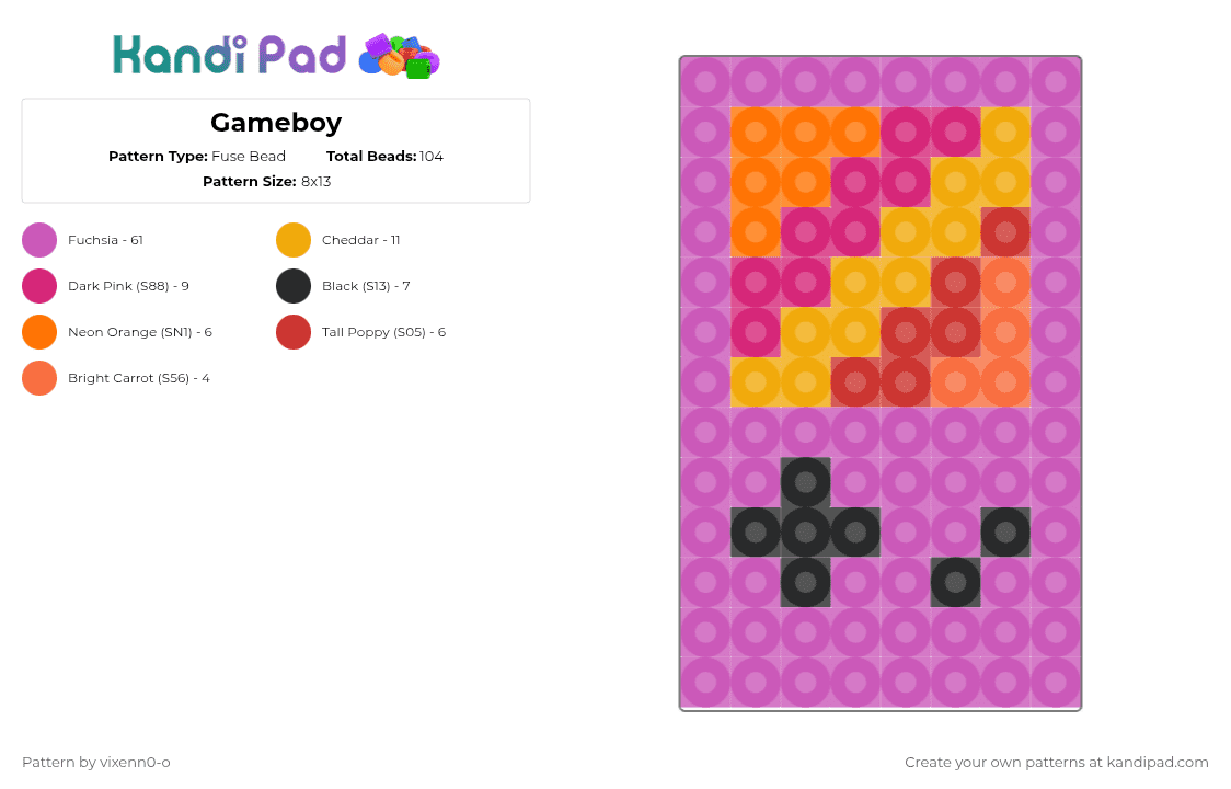Gameboy Fuse Bead Pattern - Kandi Pad | Kandi Patterns, Fuse Bead ...
