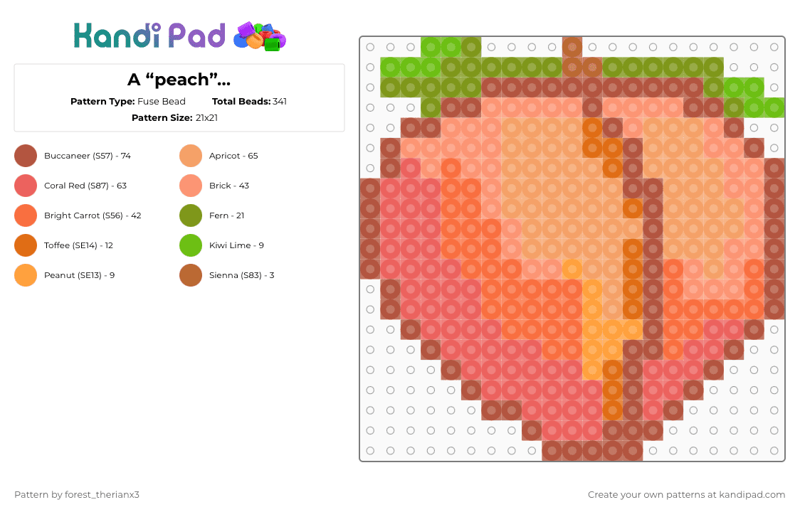 A “peach”… Fuse Bead Pattern - Kandi Pad | Kandi Patterns, Fuse Bead ...