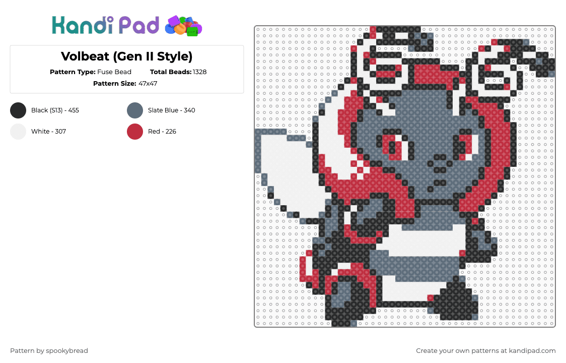 Volbeat (Gen II Style) Fuse Bead Pattern - Kandi Pad | Kandi Patterns ...