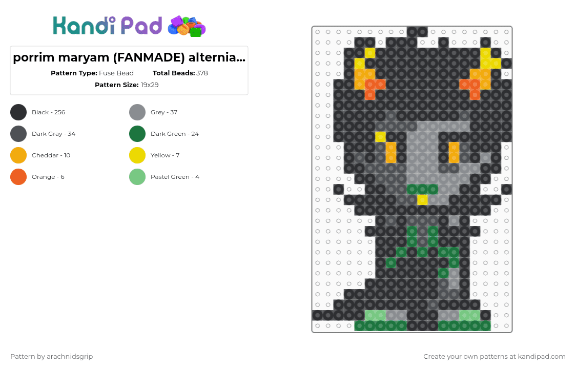 Porrim maryam (FANMADE) alternia8ound sprite Fuse Bead Pattern - Kandi ...