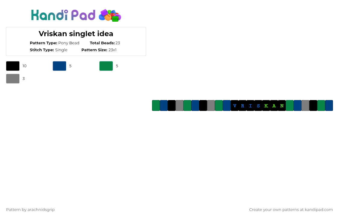 Vriskan singlet idea Pony Bead Pattern - Kandi Pad | Kandi Patterns ...