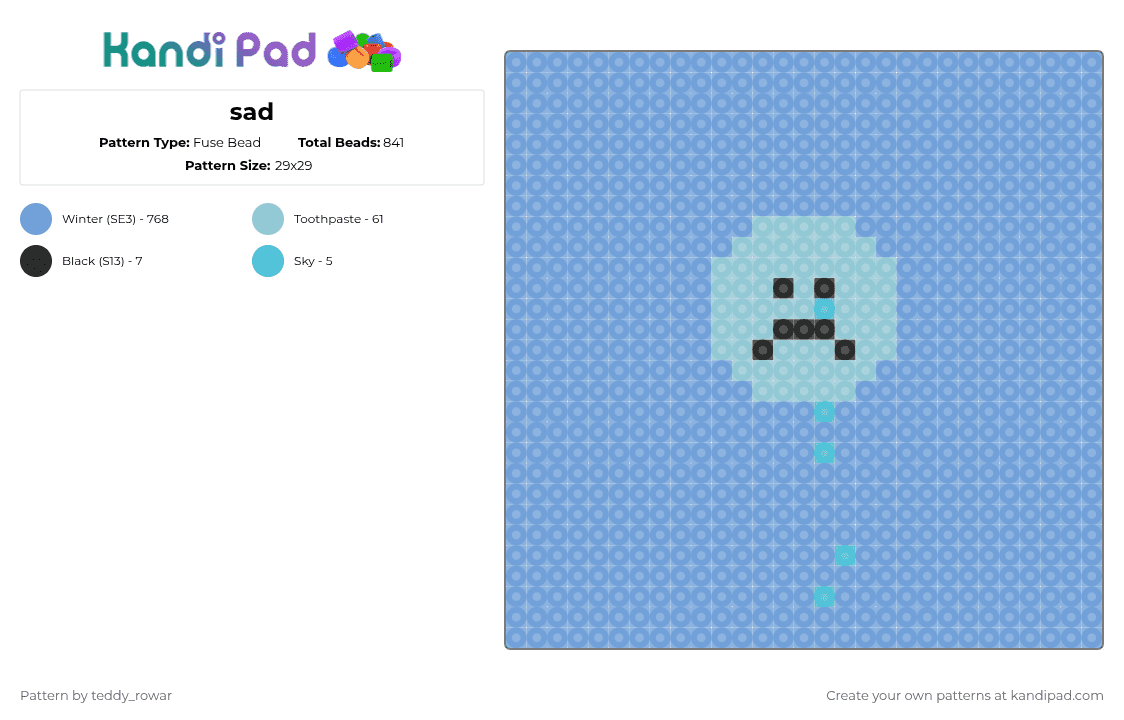 Sad Fuse Bead Pattern - Kandi Pad | Kandi Patterns, Fuse Bead Patterns ...