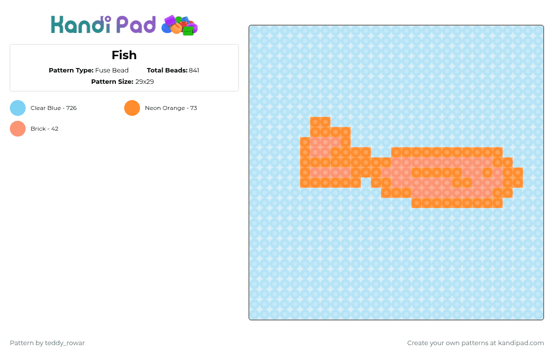 Fish Fuse Bead Pattern - Kandi Pad | Kandi Patterns, Fuse Bead Patterns ...