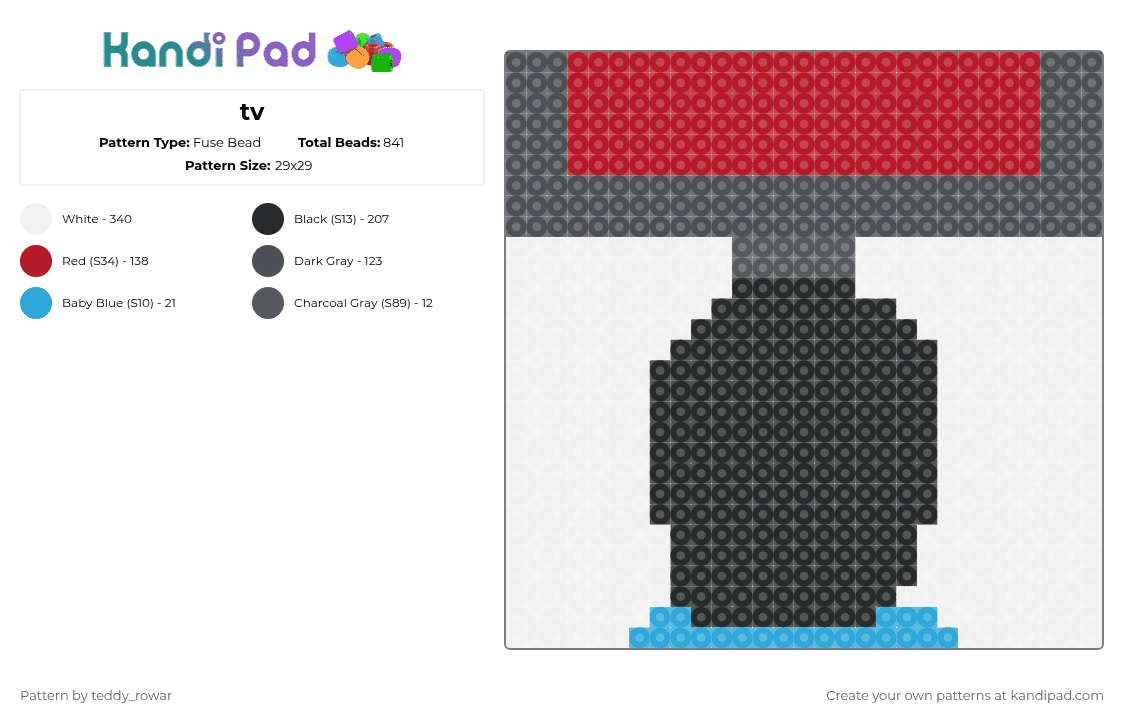 Tv Fuse Bead Pattern - Kandi Pad | Kandi Patterns, Fuse Bead Patterns ...