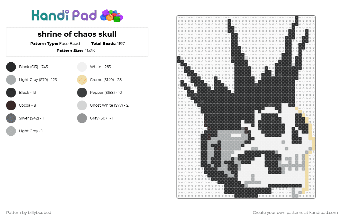 Shrine of chaos skull Fuse Bead Pattern - Kandi Pad | Kandi Patterns ...