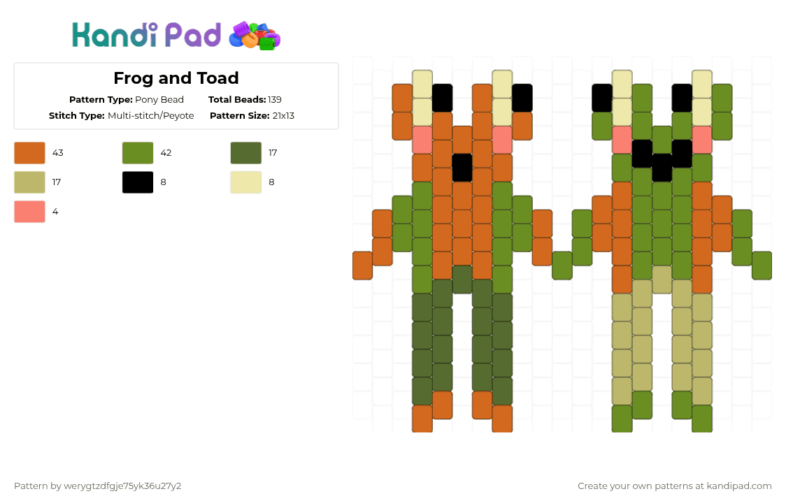 Frog and Toad Pony Bead Pattern - Kandi Pad | Kandi Patterns, Fuse Bead ...
