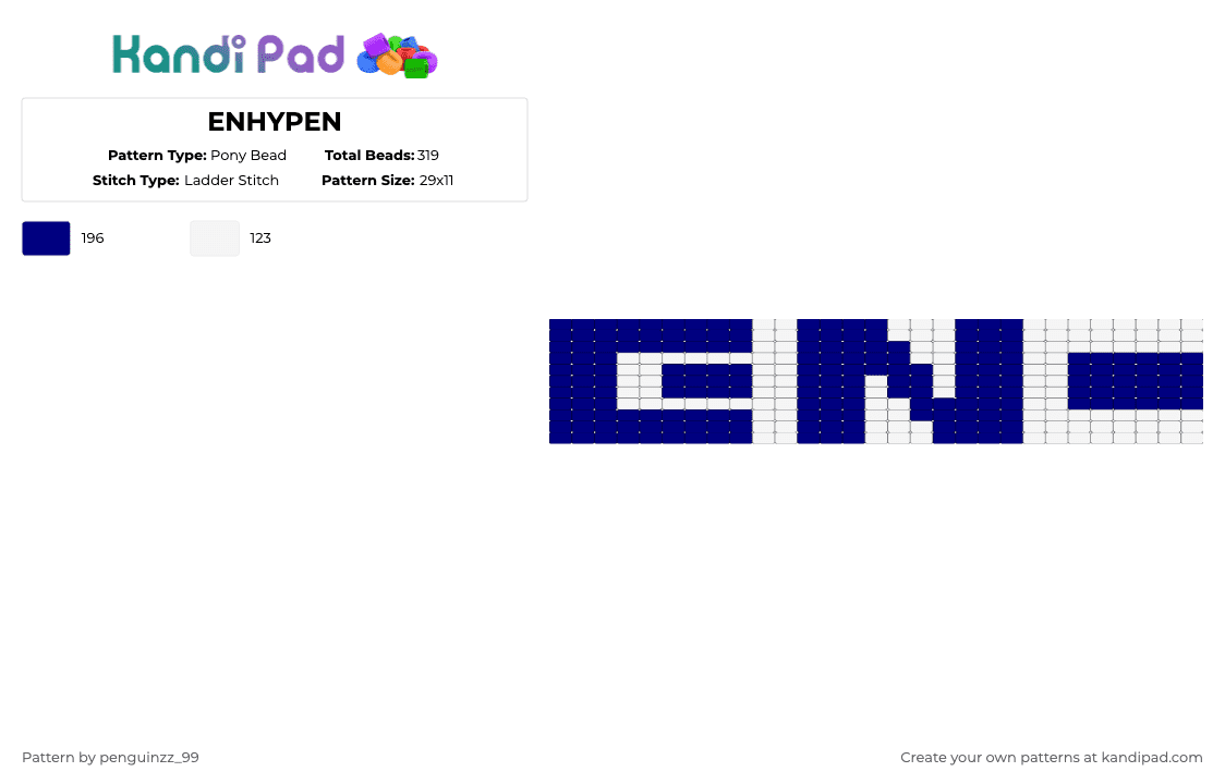 ENHYPEN Pony Bead Pattern - Kandi Pad | Kandi Patterns, Fuse Bead ...