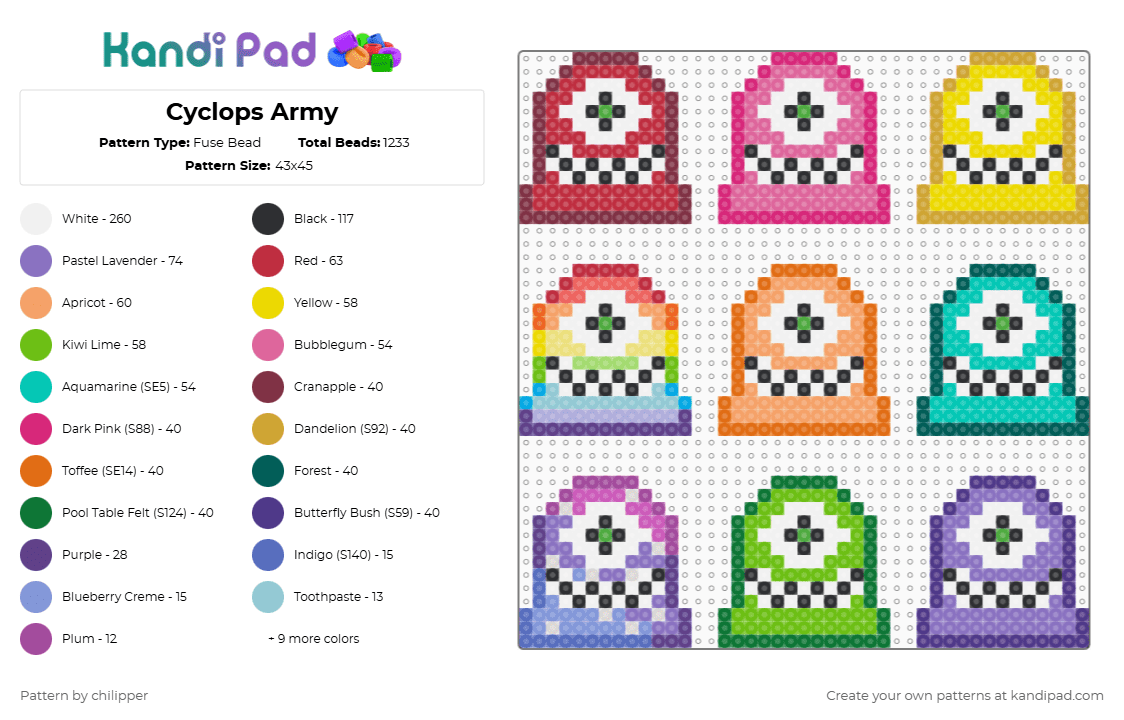 Cyclops Army Fuse Bead Pattern - Kandi Pad | Kandi Patterns, Fuse Bead ...