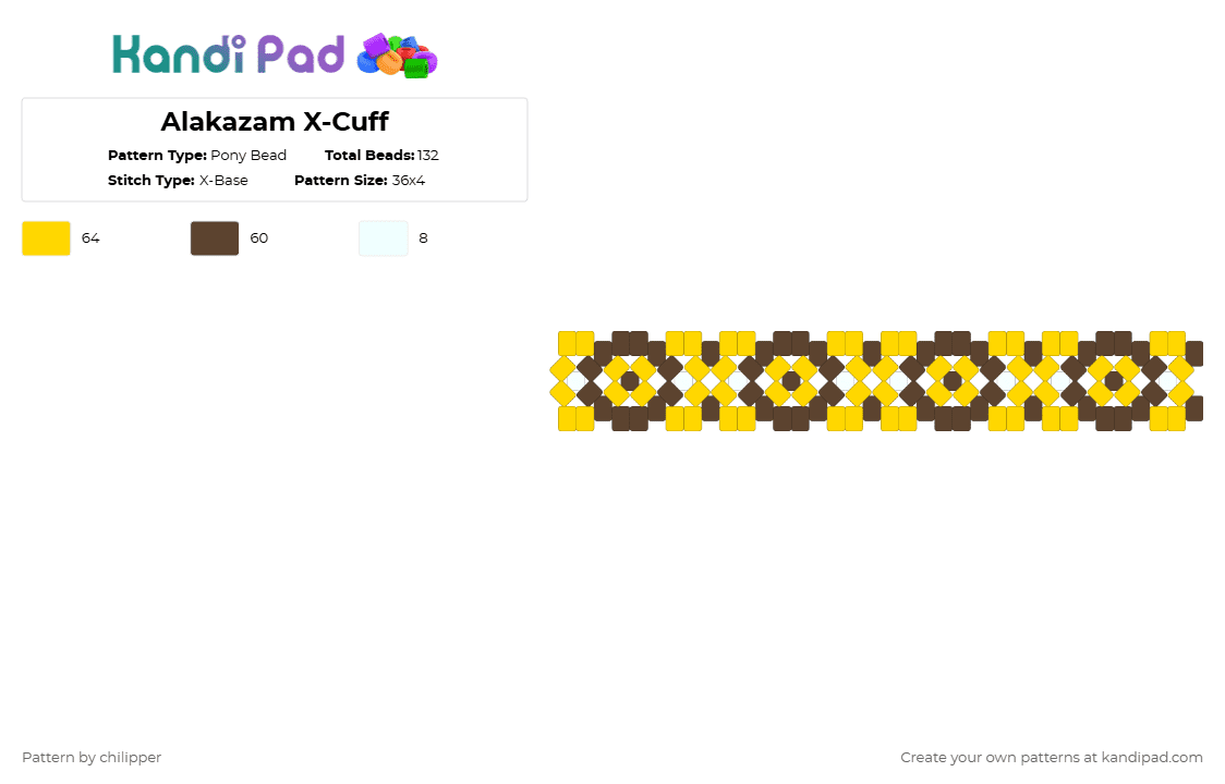 Alakazam X-Cuff Pony Bead Pattern - Kandi Pad | Kandi Patterns, Fuse ...