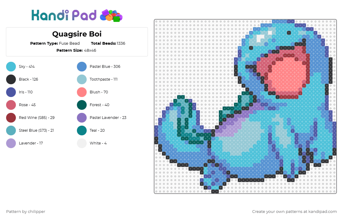 Quagsire Boi Fuse Bead Pattern - Kandi Pad | Kandi Patterns, Fuse Bead ...