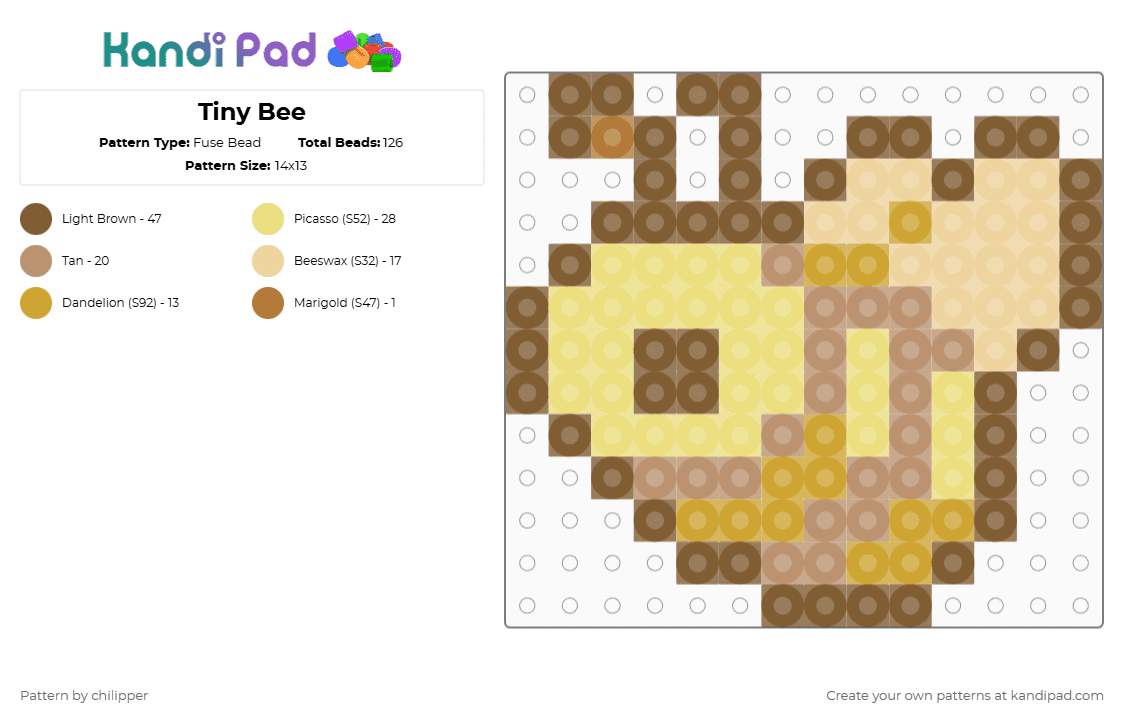 Tiny Bee Fuse Bead Pattern - Kandi Pad | Kandi Patterns, Fuse Bead ...
