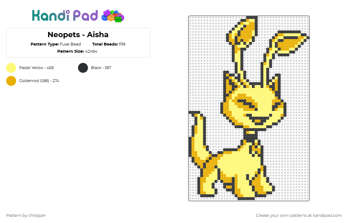 Neopets - Aisha Fuse Bead Pattern - Kandi Pad | Kandi Patterns, Fuse ...