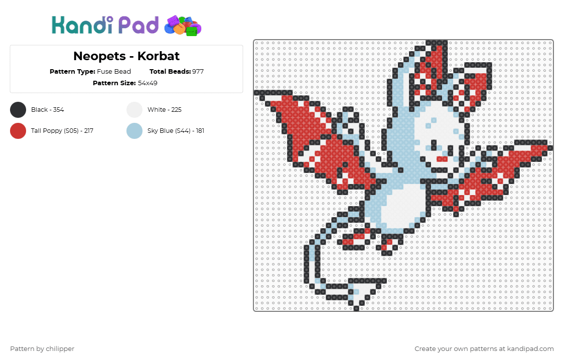 Neopets - Korbat Fuse Bead Pattern - Kandi Pad | Kandi Patterns, Fuse ...