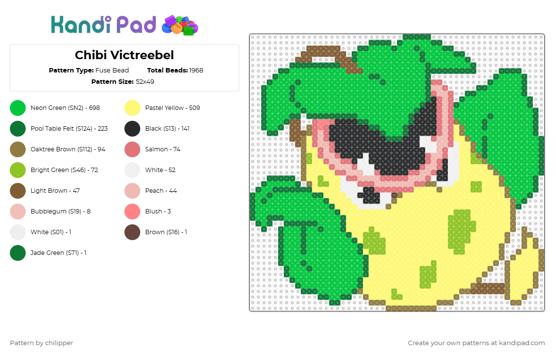 Victreebell Fuse Bead Patterns - Gallery - Kandi Pad | Kandi Patterns ...