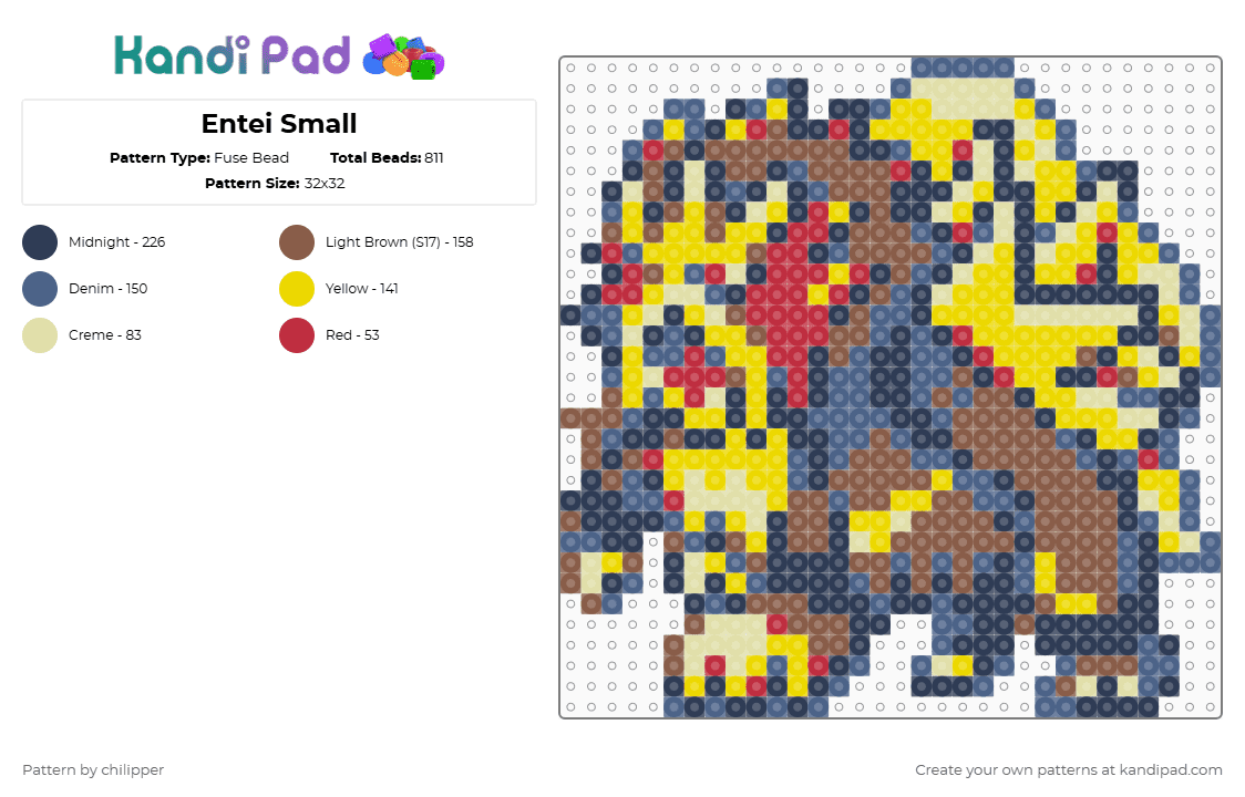 Entei Small Fuse Bead Pattern - Kandi Pad | Kandi Patterns, Fuse Bead ...