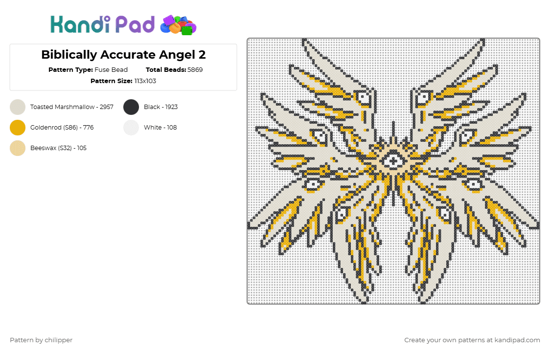 Biblically Accurate Angel Fuse Bead Pattern - Kandi Pad | Kandi ...