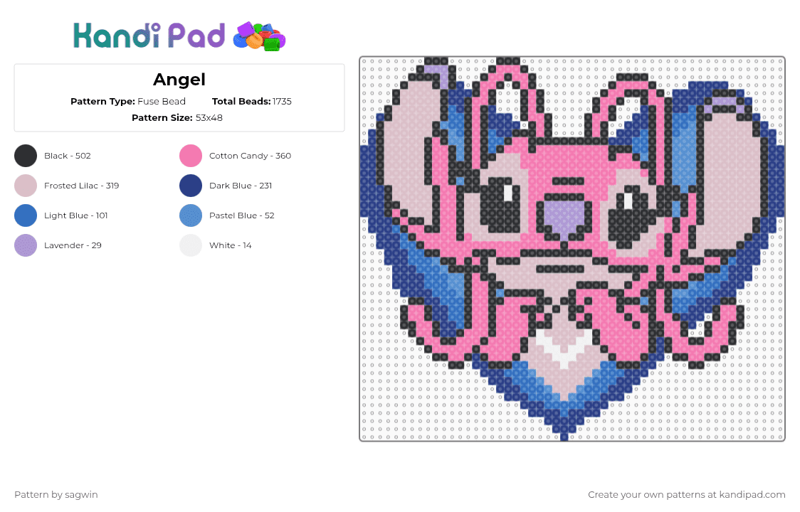 Angel Fuse Bead Pattern - Kandi Pad | Kandi Patterns, Fuse Bead ...
