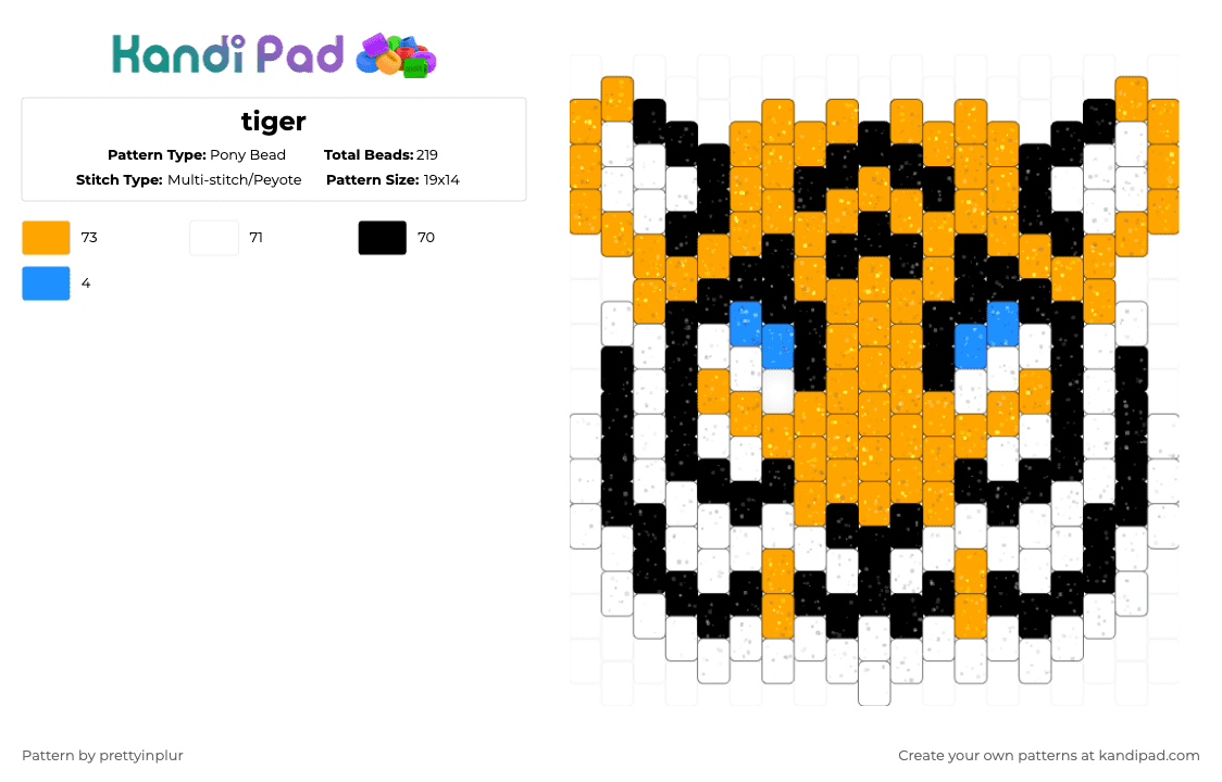 Tiger | NOT MY PATTERN !! Pony Bead Pattern - Kandi Pad | Kandi ...