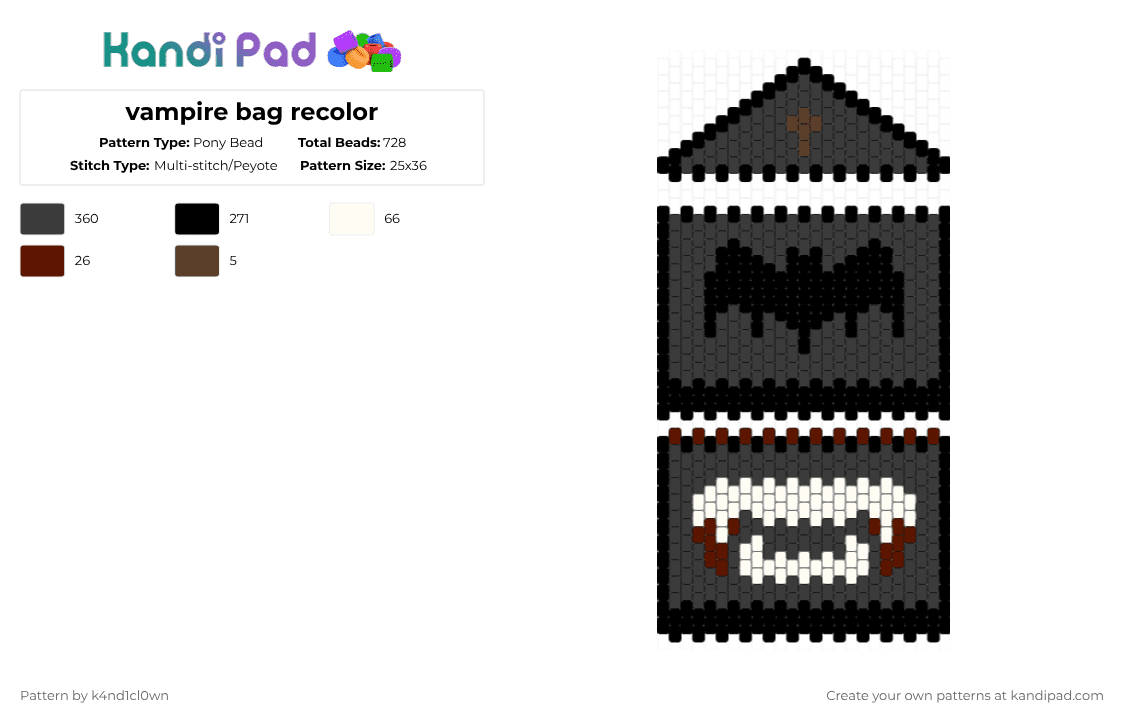 Vampire bag recolor Pony Bead Pattern - Kandi Pad | Kandi Patterns ...
