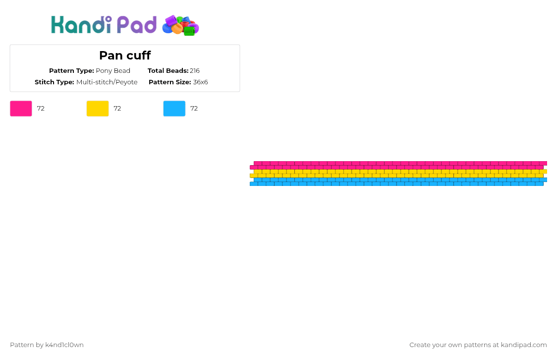 Pan cuff Pony Bead Pattern - Kandi Pad | Kandi Patterns, Fuse Bead ...
