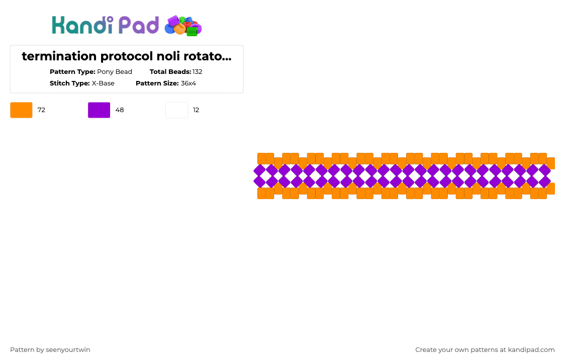 Termination protocol noli rotator (x)base Pony Bead Pattern - Kandi Pad ...