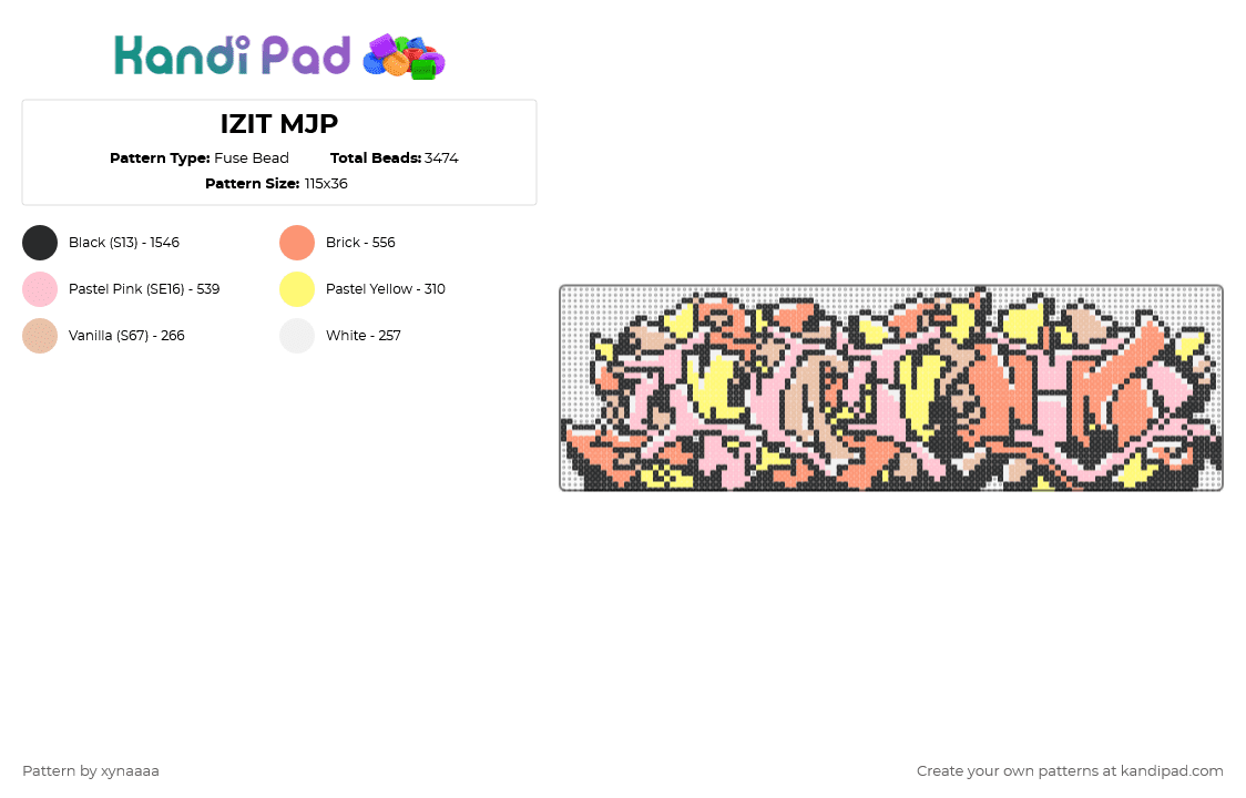 IZIT MJP Fuse Bead Pattern - Kandi Pad | Kandi Patterns, Fuse Bead ...