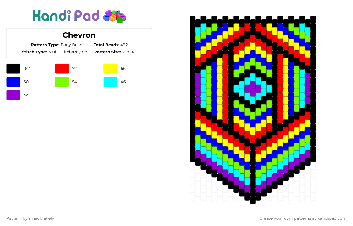Chevron Pony Bead Pattern - Kandi Pad | Kandi Patterns, Fuse Bead ...