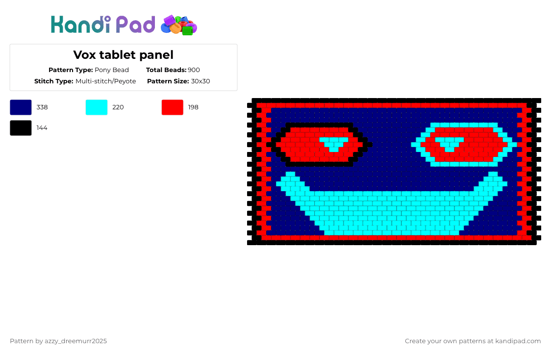 Vox tablet panel Pony Bead Pattern - Kandi Pad | Kandi Patterns, Fuse ...