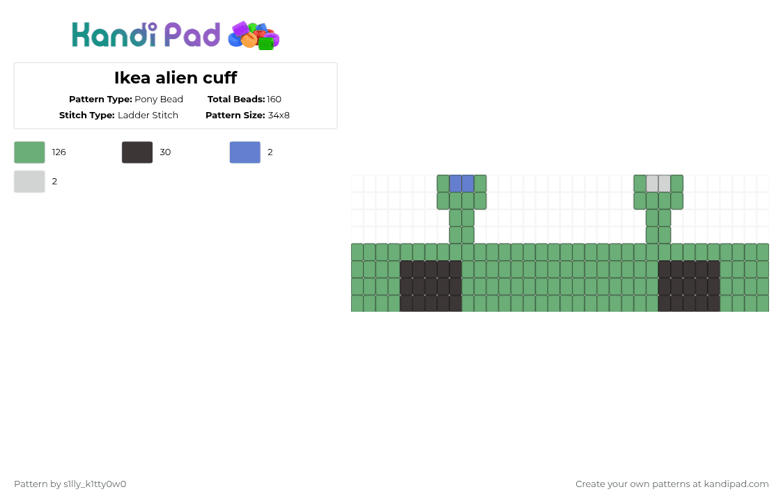 Ikea alien cuff Pony Bead Pattern - Kandi Pad | Kandi Patterns, Fuse ...