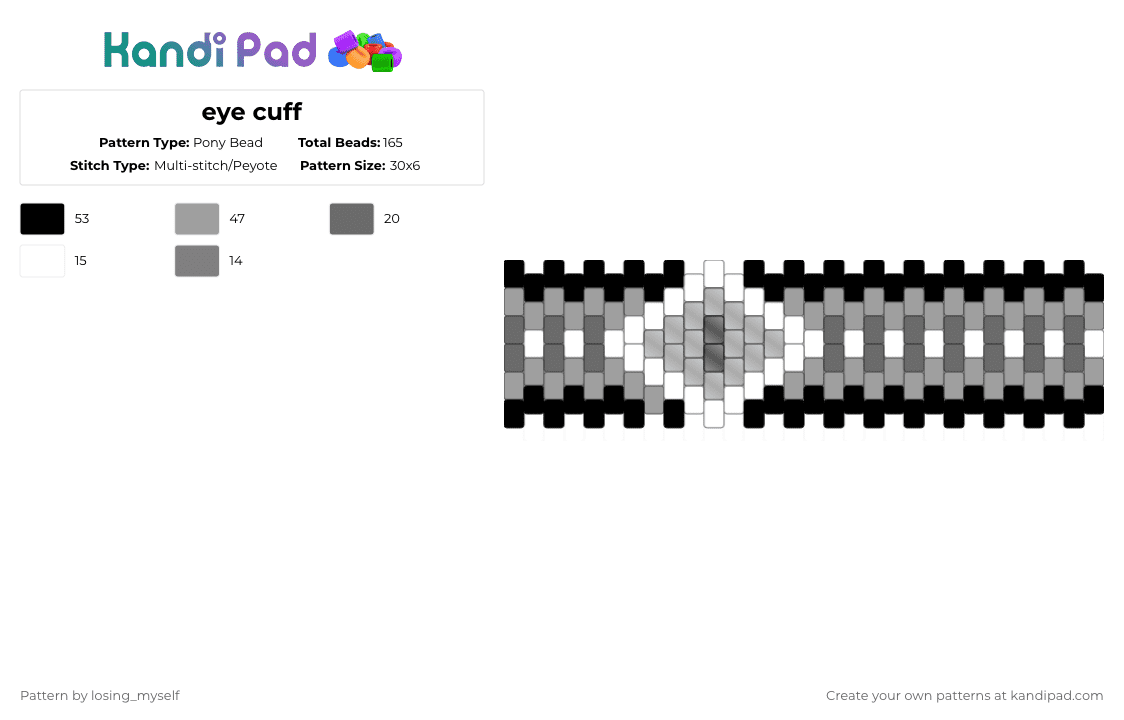 Eye cuff Pony Bead Pattern - Kandi Pad | Kandi Patterns, Fuse Bead ...