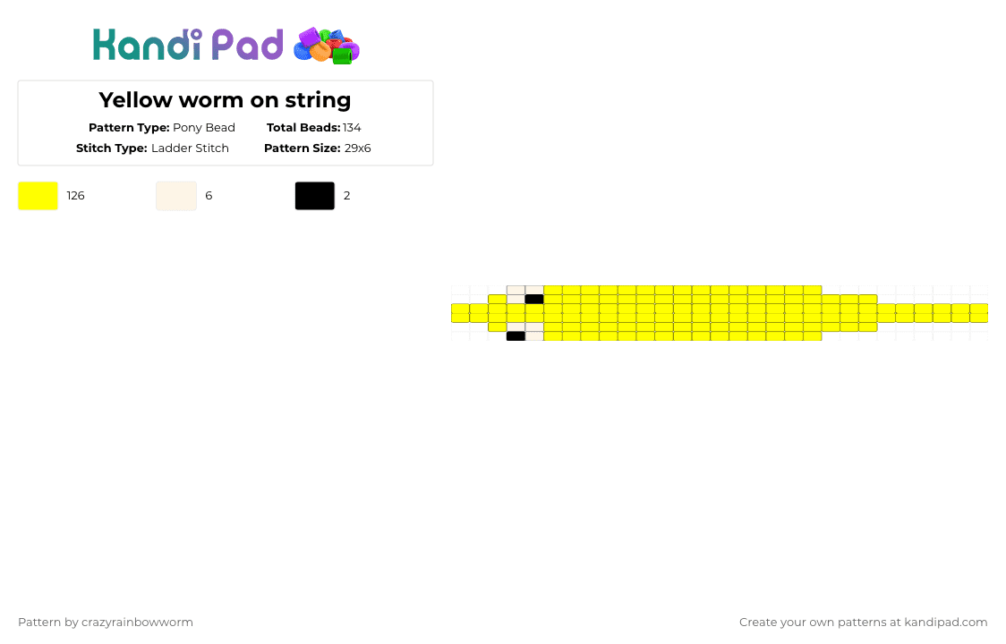 Yellow worm on string Pony Bead Pattern - Kandi Pad | Kandi Patterns ...
