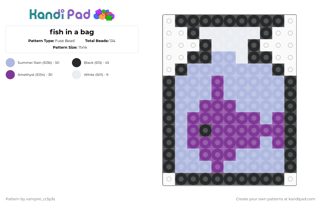 Fish in a bag Fuse Bead Pattern - Kandi Pad | Kandi Patterns, Fuse Bead ...
