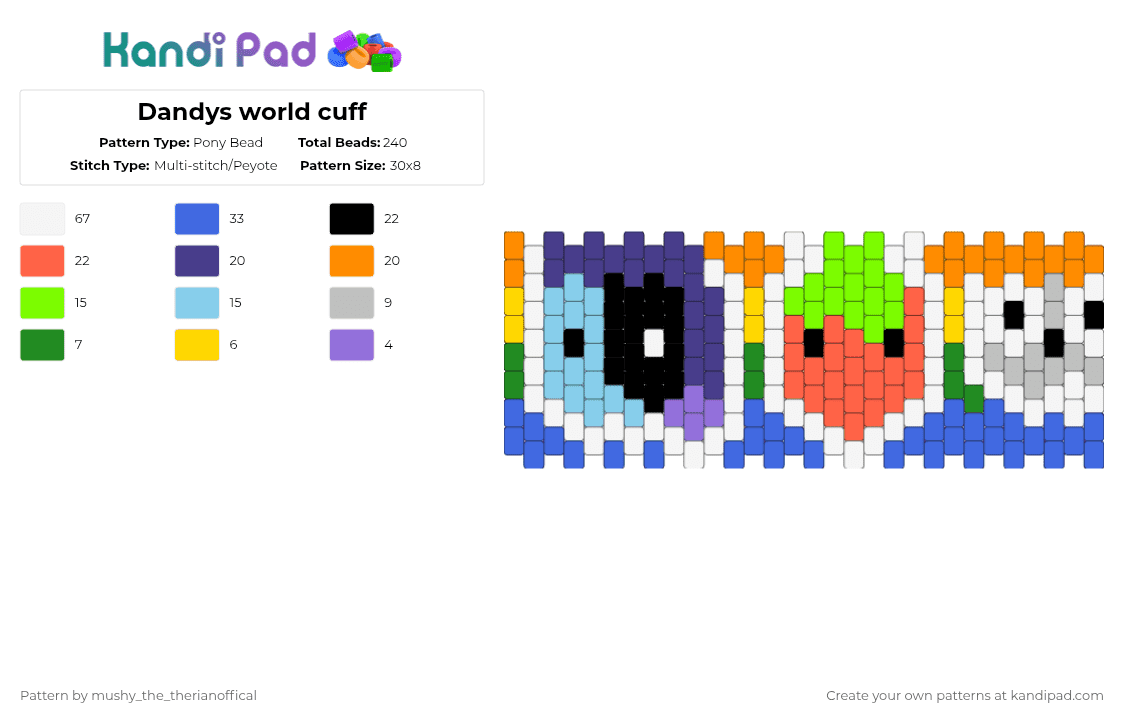 dandys world Collection - Kandi Pad | Kandi Patterns, Fuse Bead ...