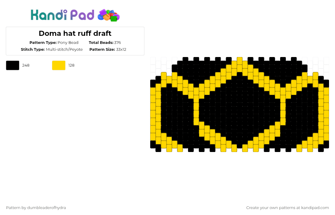 Doma hat ruff draft Pony Bead Pattern - Kandi Pad | Kandi Patterns ...